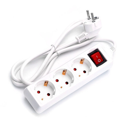 BLOCO 3 TOMADAS AIGOSTAR COM INTERRUPTOR 1.5M BRANCO