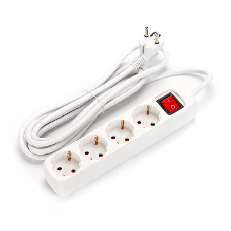 BLOCO 4 TOMADAS AIGOSTAR COM INTERRUPTOR 1.5M BRANCO